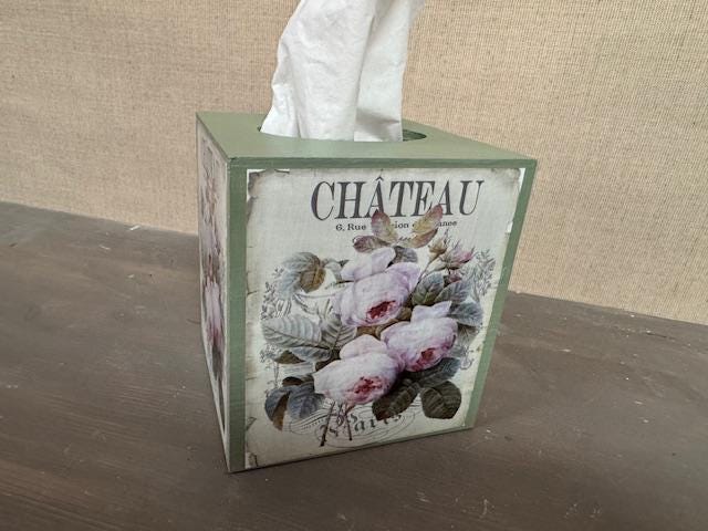 French Country Tissue Box, Tissue Box Cover, Peonies Tissue Box Cover ...