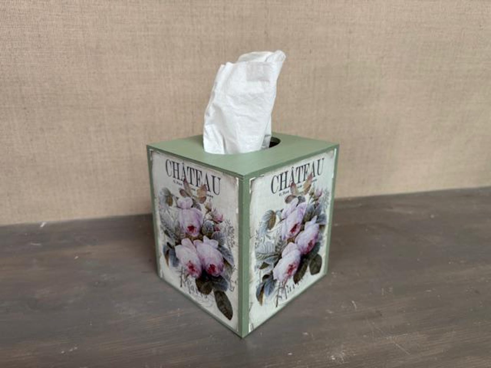 French Country Tissue Box, Tissue Box Cover, Peonies Tissue Box Cover ...