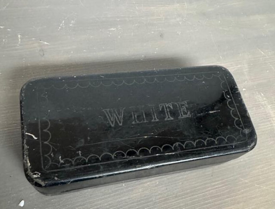 Antique WHITE Metal Box With Assorted Attachments, Antique WHITE ...