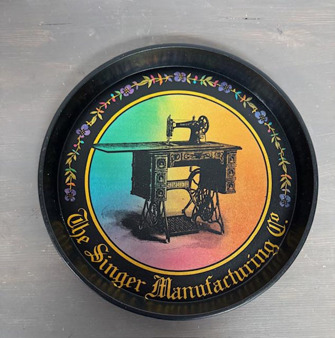 Singer Sewing Machine Bristle Ware Advertising Tray, Storage Tin ...