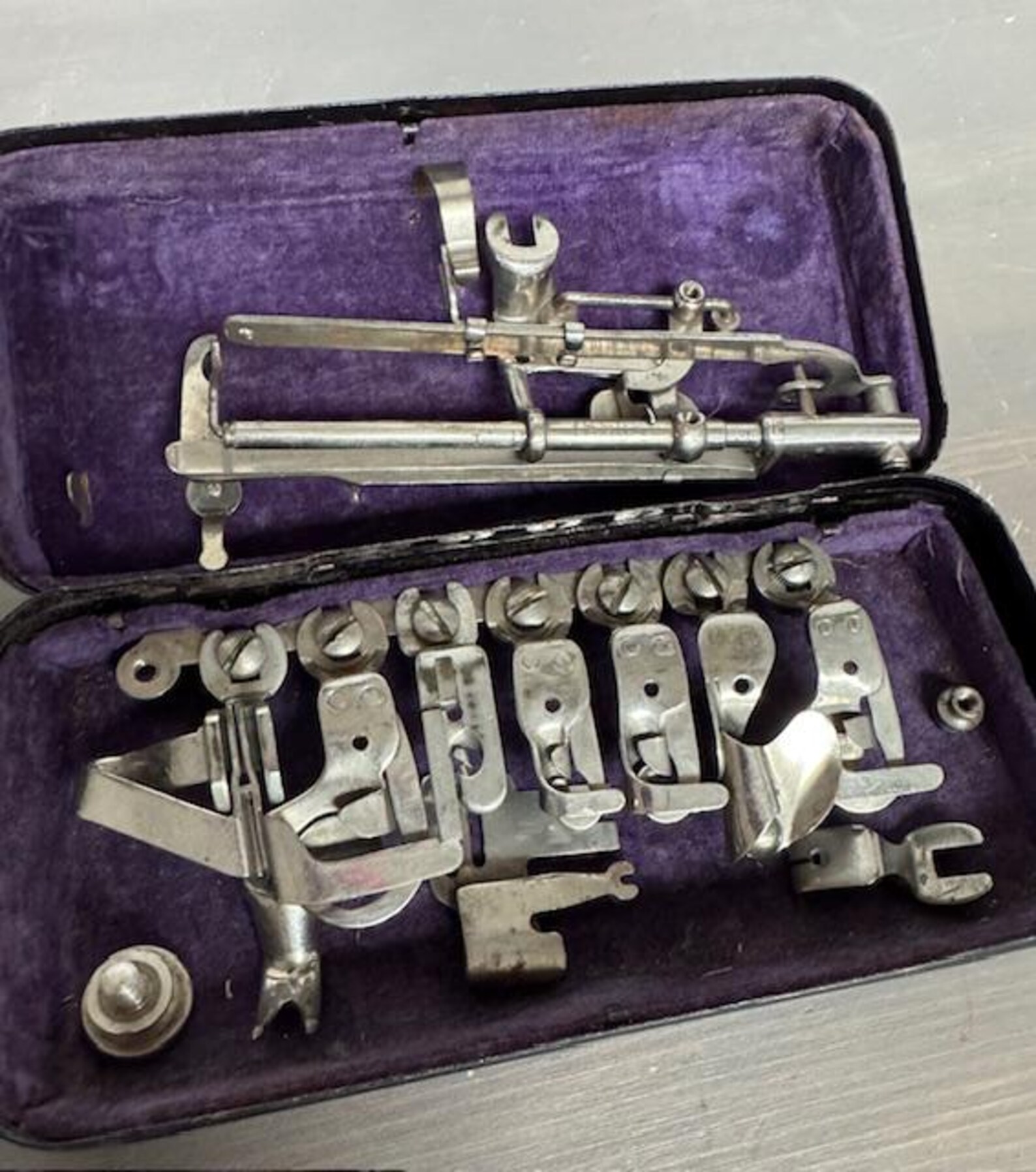 Antique WHITE Metal Box With Assorted Attachments, Antique WHITE ...