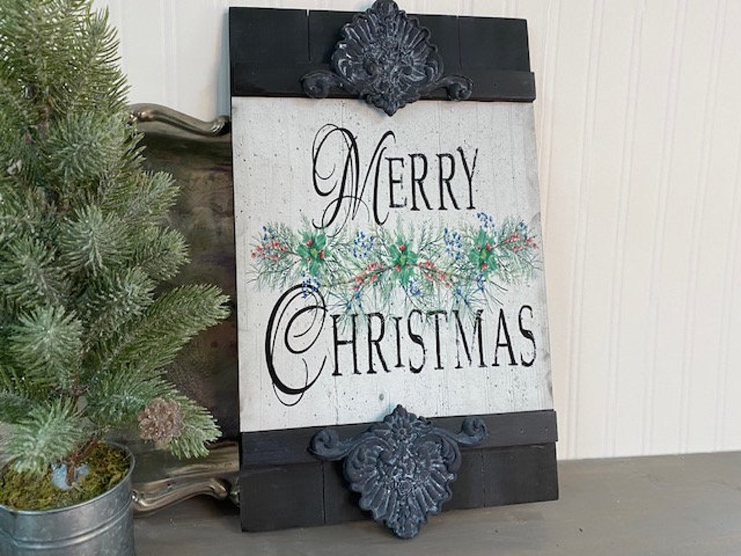Merry Christmas Sign, Rustic Wood Christmas Sign, Christmas Decor ...