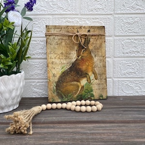 Vintage Rabbit Sign, Farmhouse Rabbit Sign, Primitive Rabbit Sign ...