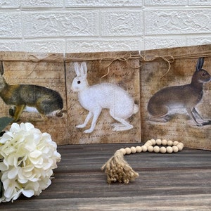 Vintage Rabbit Sign, Farmhouse Rabbit Sign, Primitive Rabbit Sign ...