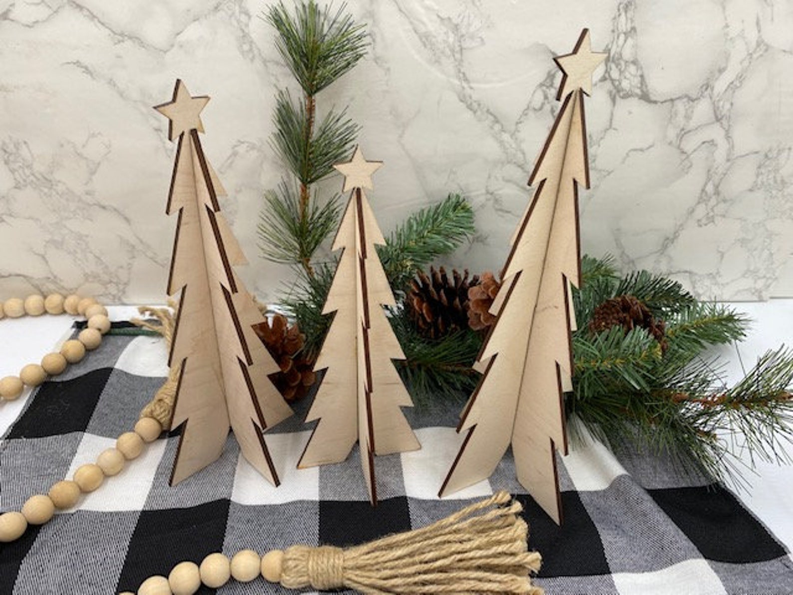 Wooden Trees/christmas Decor/3d Laser Cut Trees/christmas - Etsy