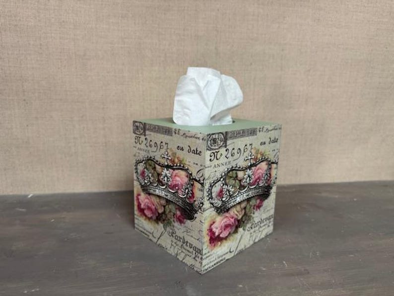 French Country Tissue Box, Tissue Box Cover, CROWN Tissue Box Cover ...