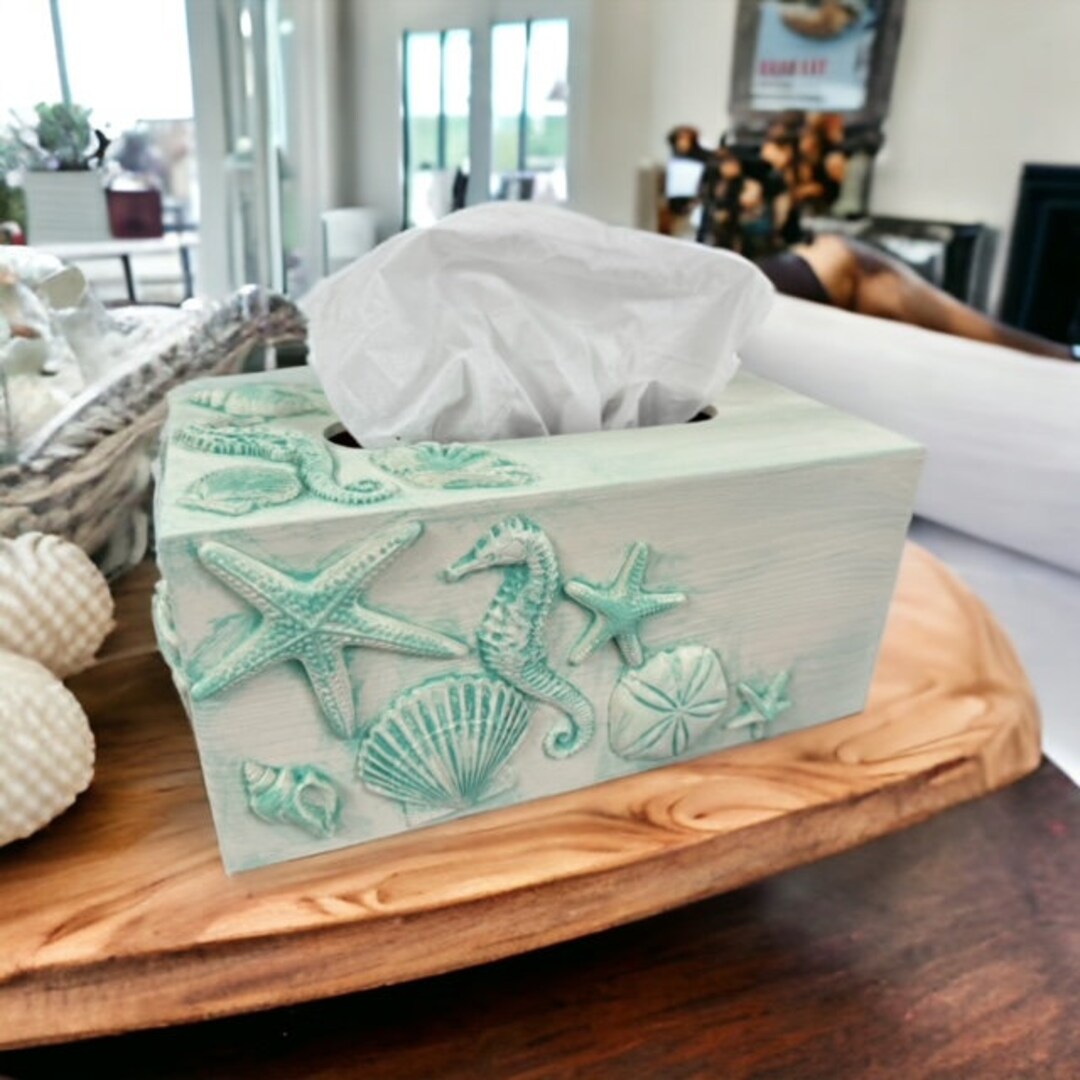 Seashells Tissue Box, Tissue Box Cover, Seashells Tissue Box Cover ...