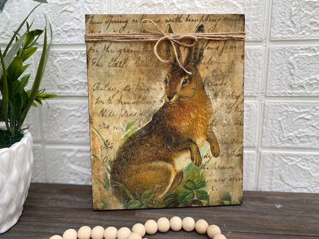 Vintage Rabbit Sign, Farmhouse Rabbit Sign, Primitive Rabbit Sign ...