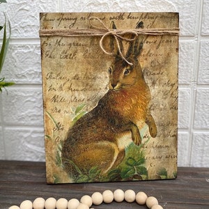 Vintage Rabbit Sign, Farmhouse Rabbit Sign, Primitive Rabbit Sign ...