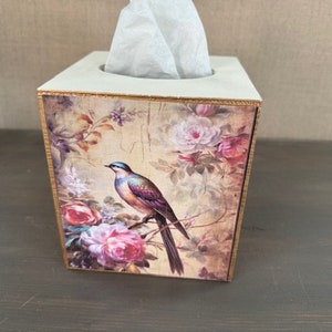 Tissue Box Cover, French Country Tissue Box, Birds Tissue Box Cover ...