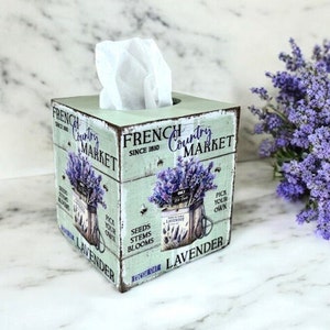 French Country Tissue Box, Tissue Box Cover, Lavender Tissue Box Cover ...