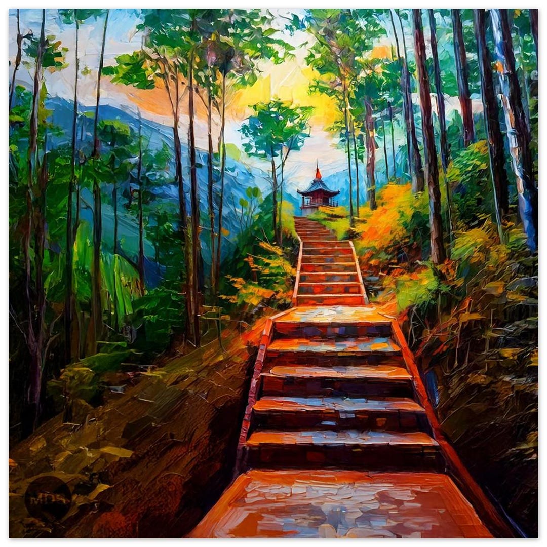 Forest Temple Foam Print: Zen Path Impressionist Wall Art - Etsy
