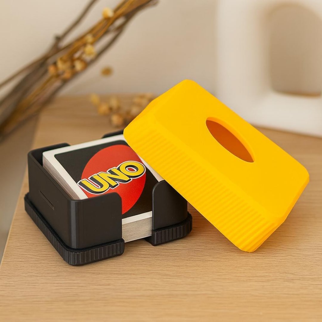 UNO Card Case: Yellow and Black Deck Box, 3D Printed Travel Card ...