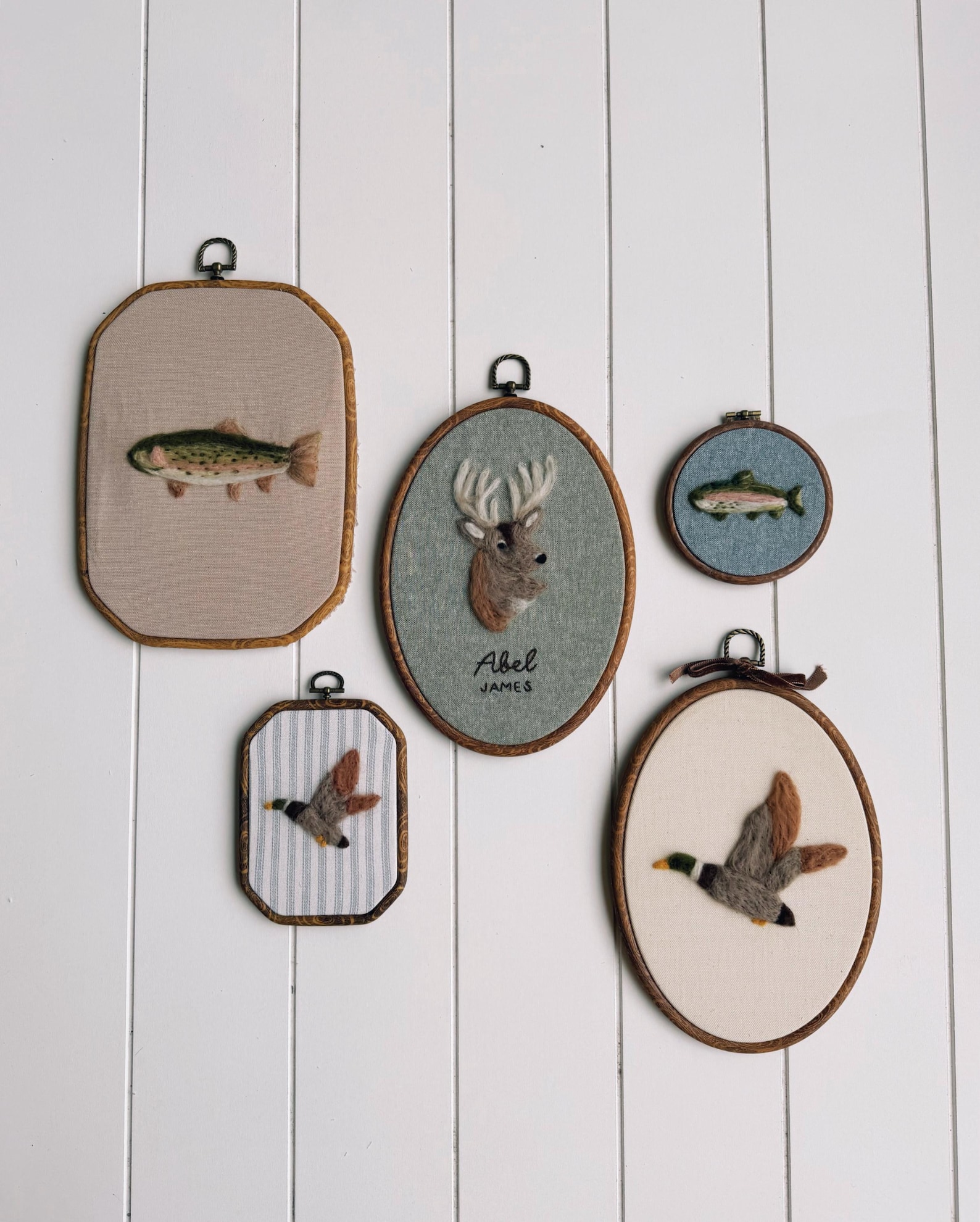 Needle Felted Trout Wall Art, Handmade Fish Embroidery Hoop, Rustic ...