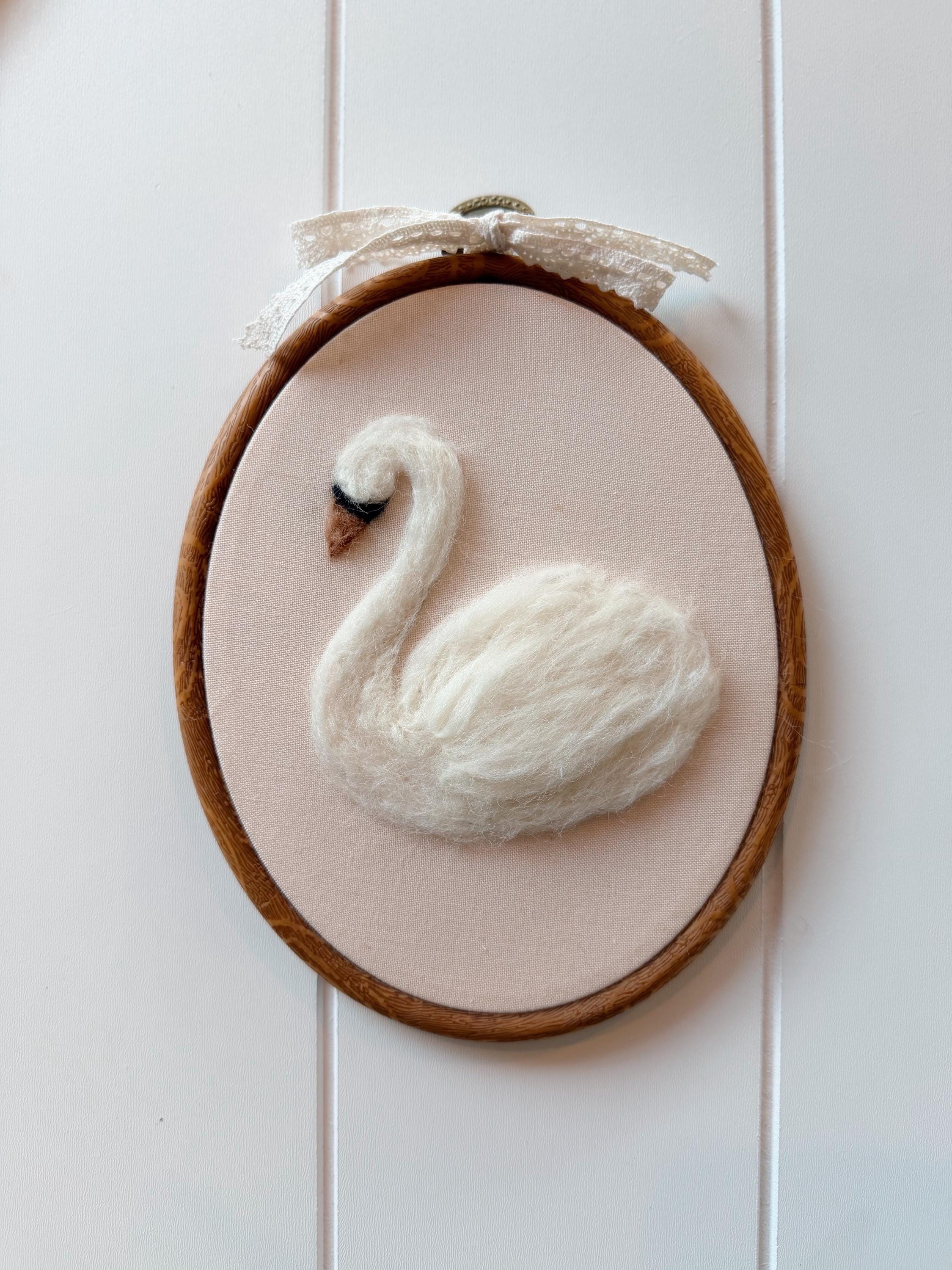 Neutral Girly Nursery Wall Art – Felted Bunny, Bear & Swan Embroidery ...