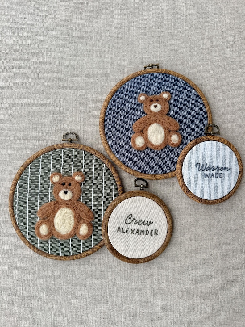 Felted Brown Teddy Bear Nursery Wall Art – Handmade Needle Felt ...