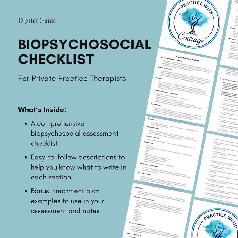 Biopsychosocial Worksheet - Etsy