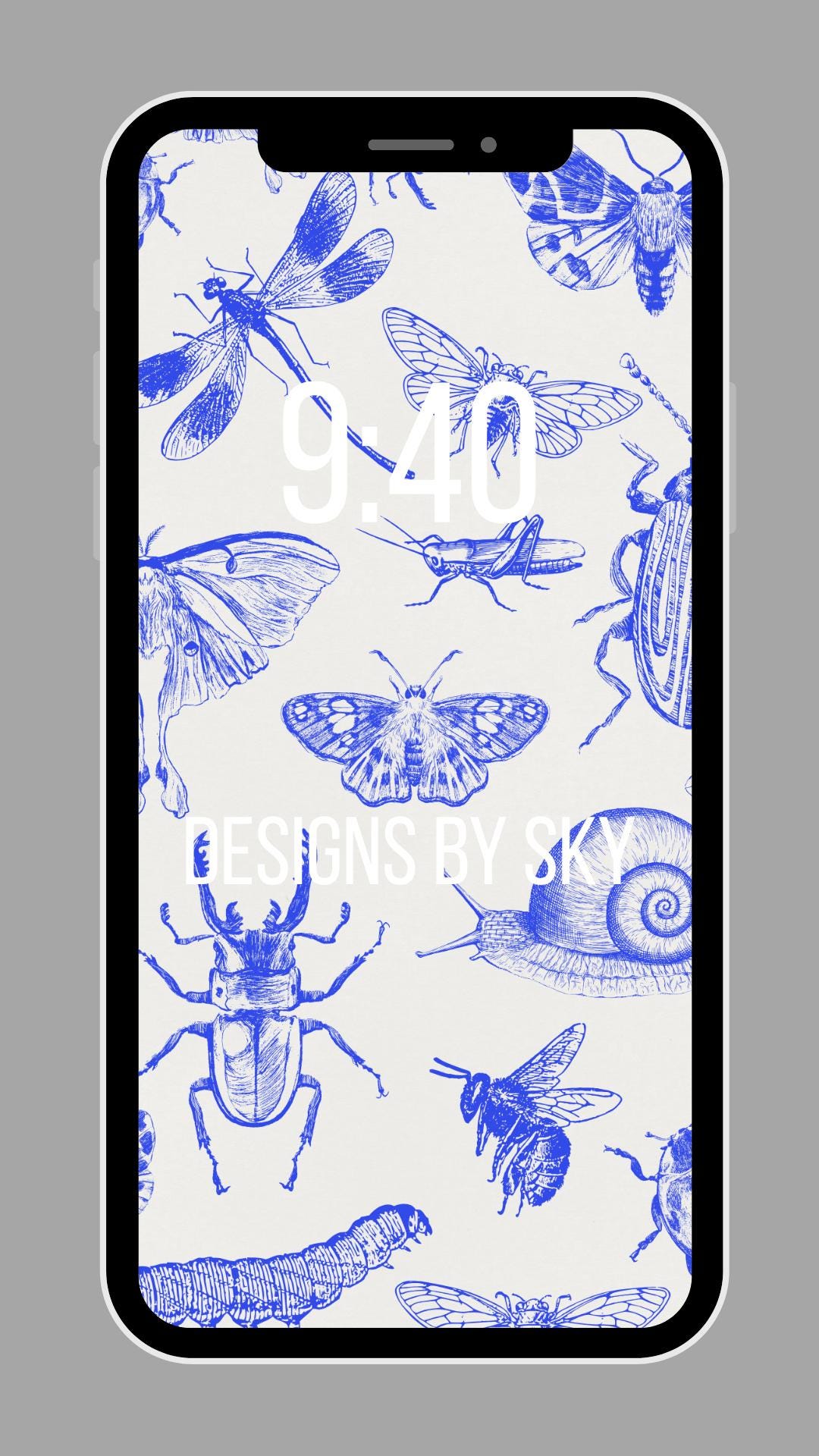 Digital Wallpaper Blue Insects - Etsy