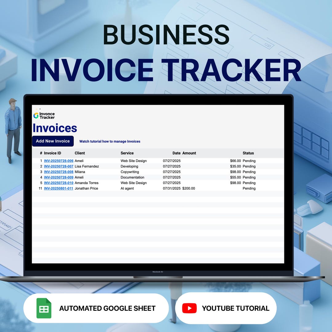 Invoice Tracker Google Sheets Template: Client & Service Management ...