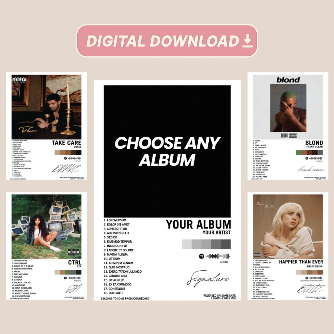 Custom Album Poster, Choose Your Own Album Poster, Album Cover Poster ...