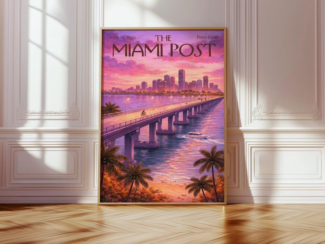Vintage Miami Post Cover Poster, Trendy Museum Print, Retro Art Gallery ...