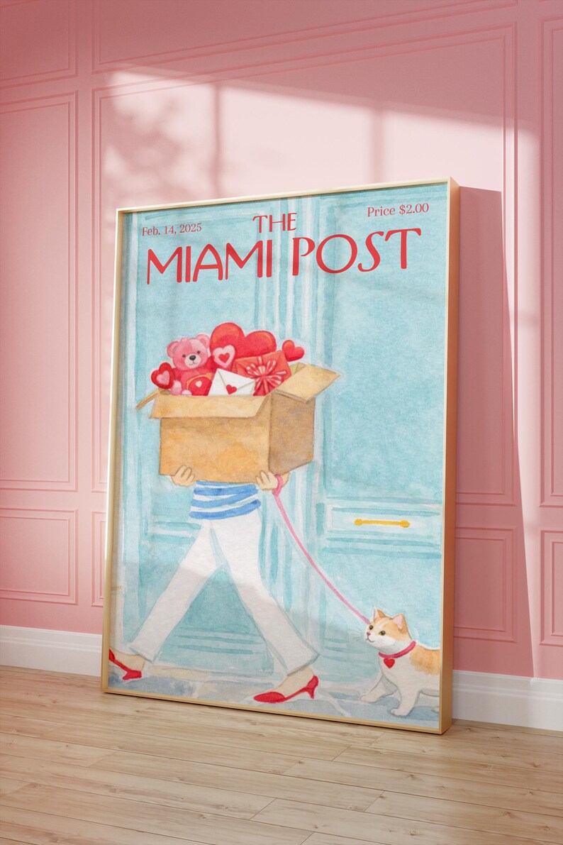 The Miami Post Magazine Cover Print, Vintage Editorial Printable ...