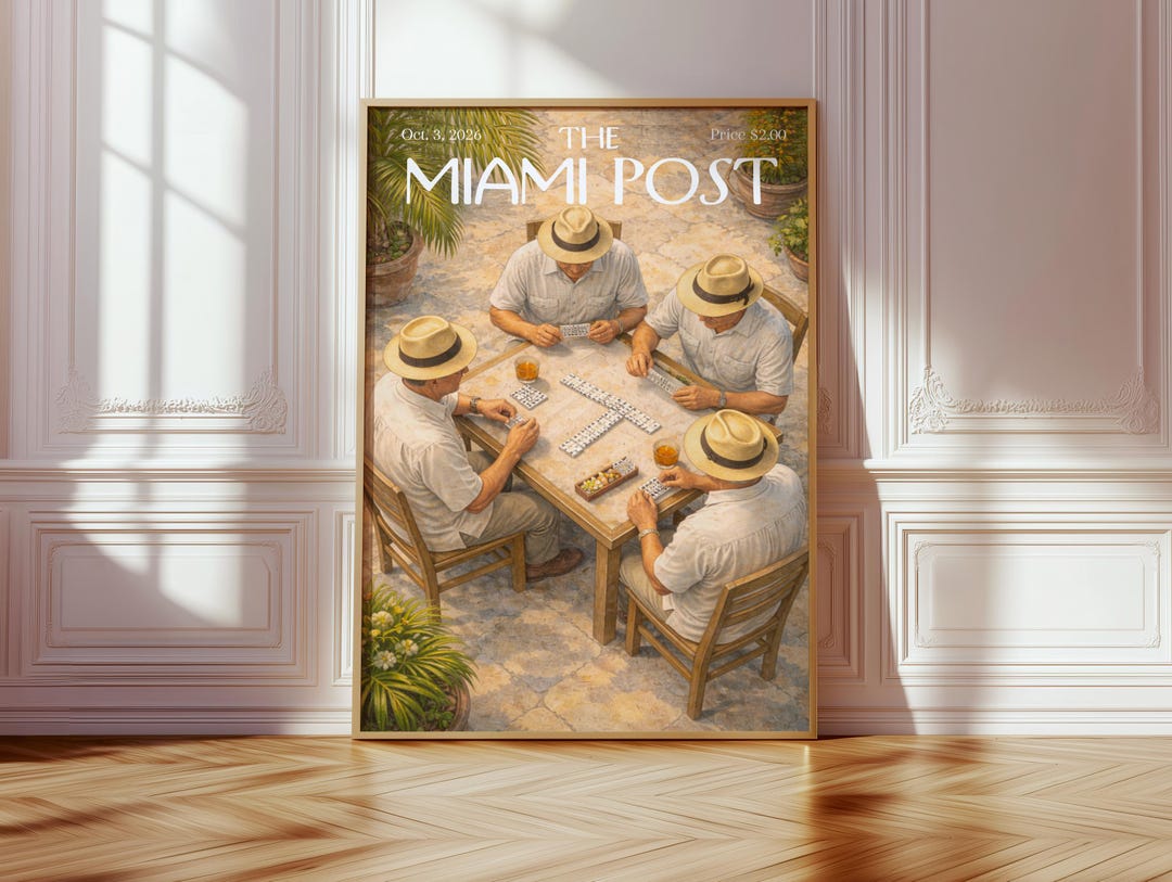 Miami Post Magazine Cover Print, Cuban Domino Players Poster, Trendy ...