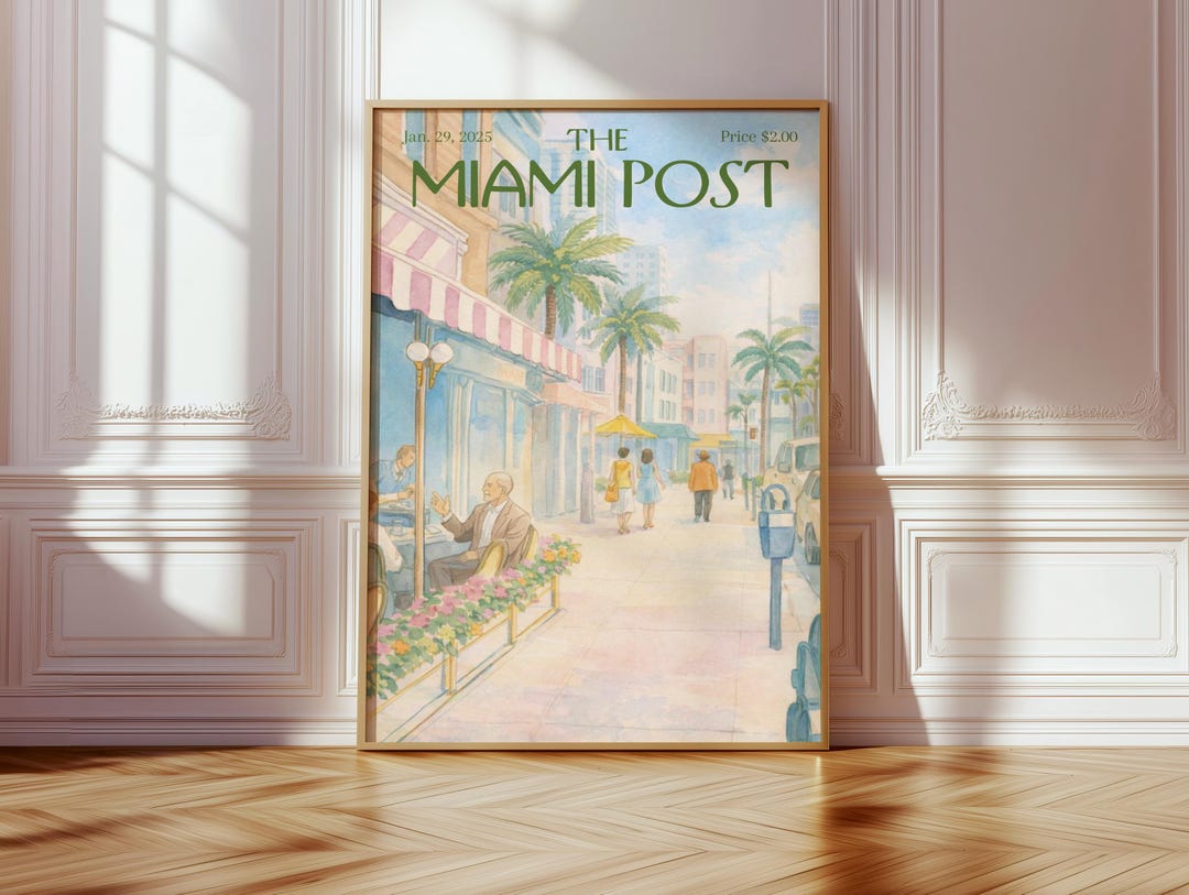 The Miami Post Magazine Cover Print, Trendy Retro Poster for Vintage ...
