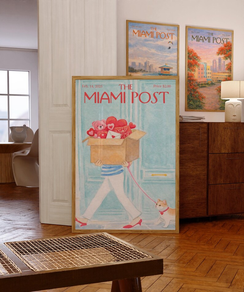 The Miami Post Magazine Cover Print, Vintage Editorial Printable ...