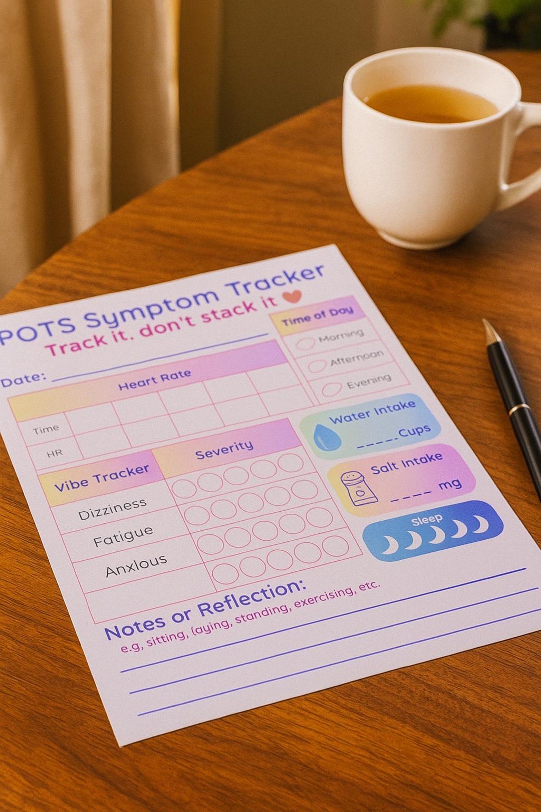 POTS Symptom Tracker | Digital Download | Heart Rate, Dizziness ...