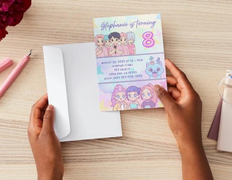 K-pop Demon Hunters inspired Birthday Invite, Saja Boys Party, Kawaii, Editable, Instant Digital ...