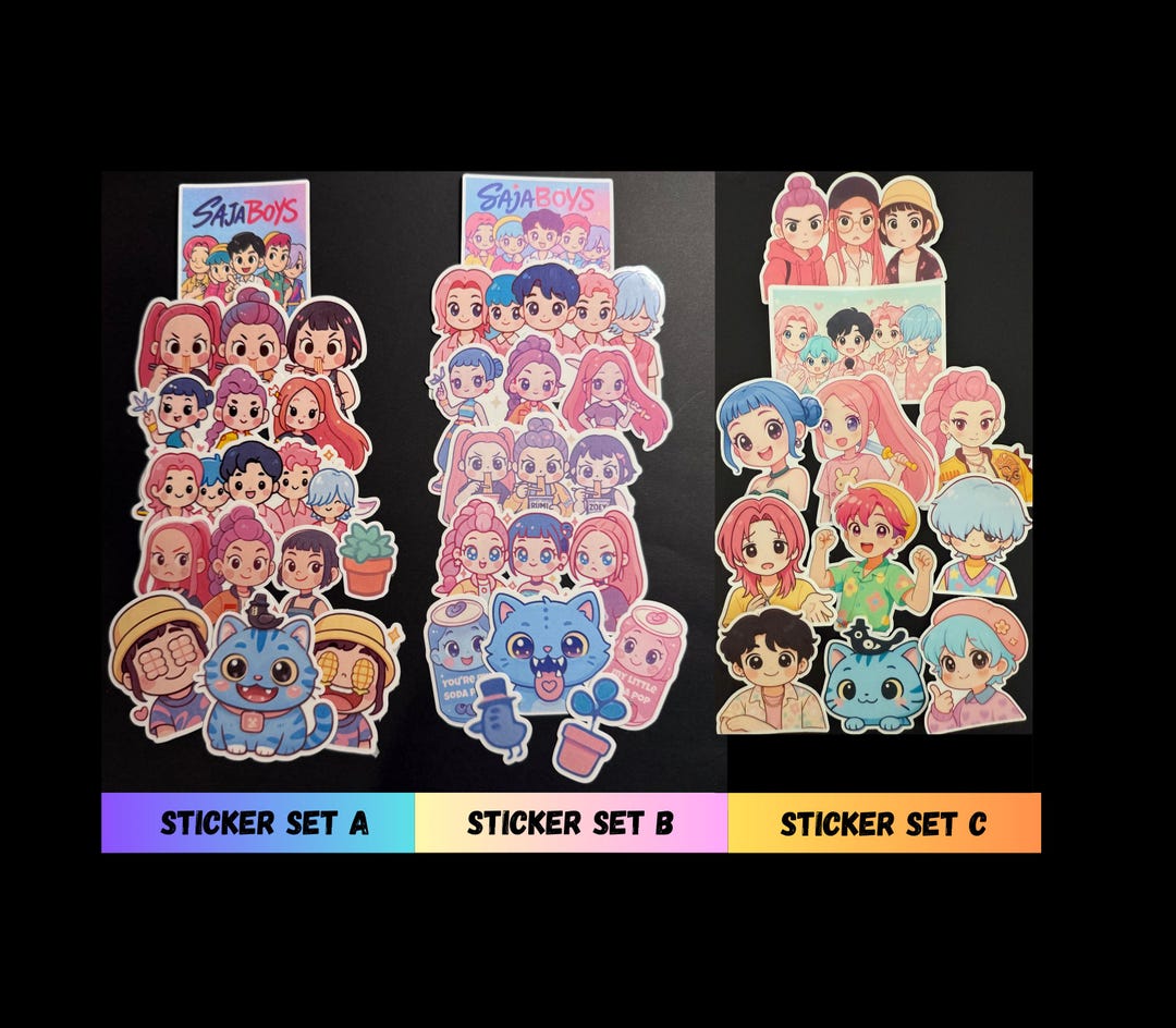 Kpop Demon Hunters Sticker Set, Vinyl Waterproof, Huntrix, Derpy, Saja ...