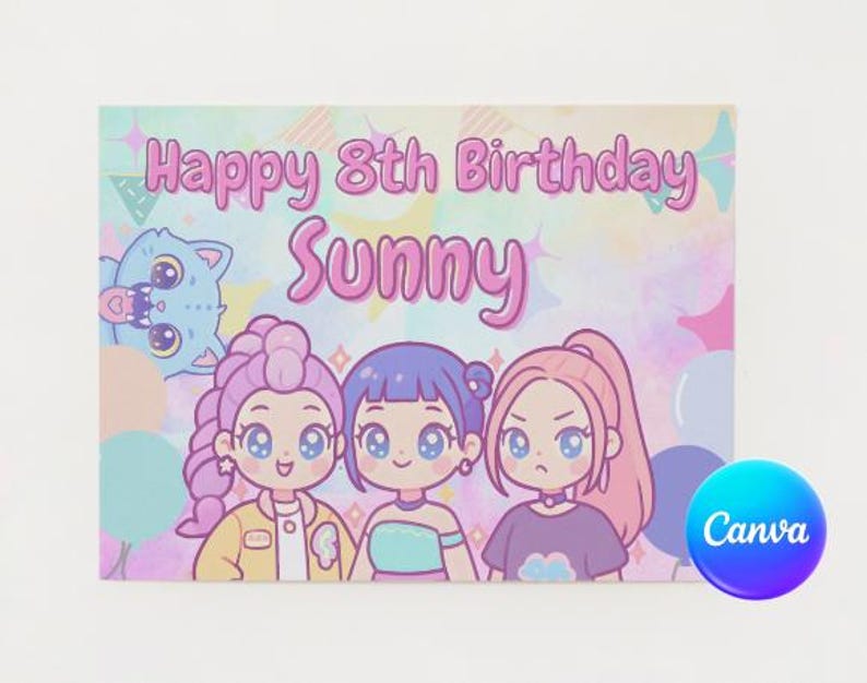 K-pop Demon Hunters Birthday Poster, Huntrix Party, Editable,instant Digital Download, Template ...