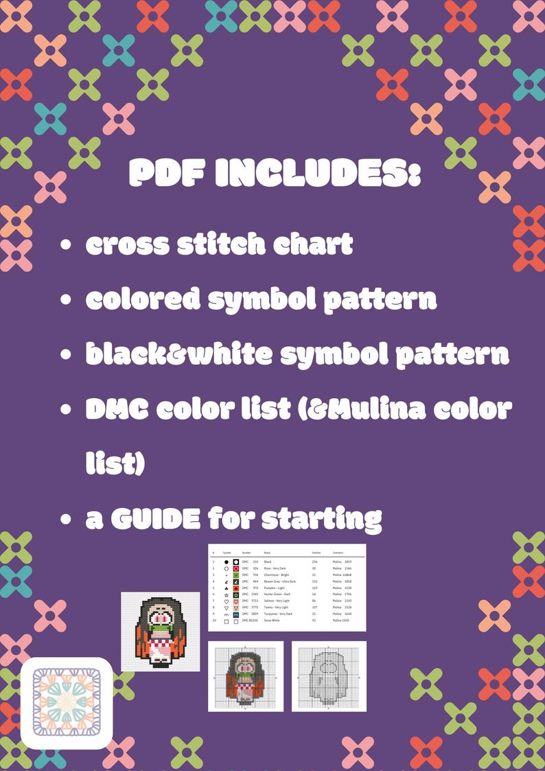 Nezuko Kamado Demon Slayer Cross Stitch Pattern PDF | Anime Girl Manga ...