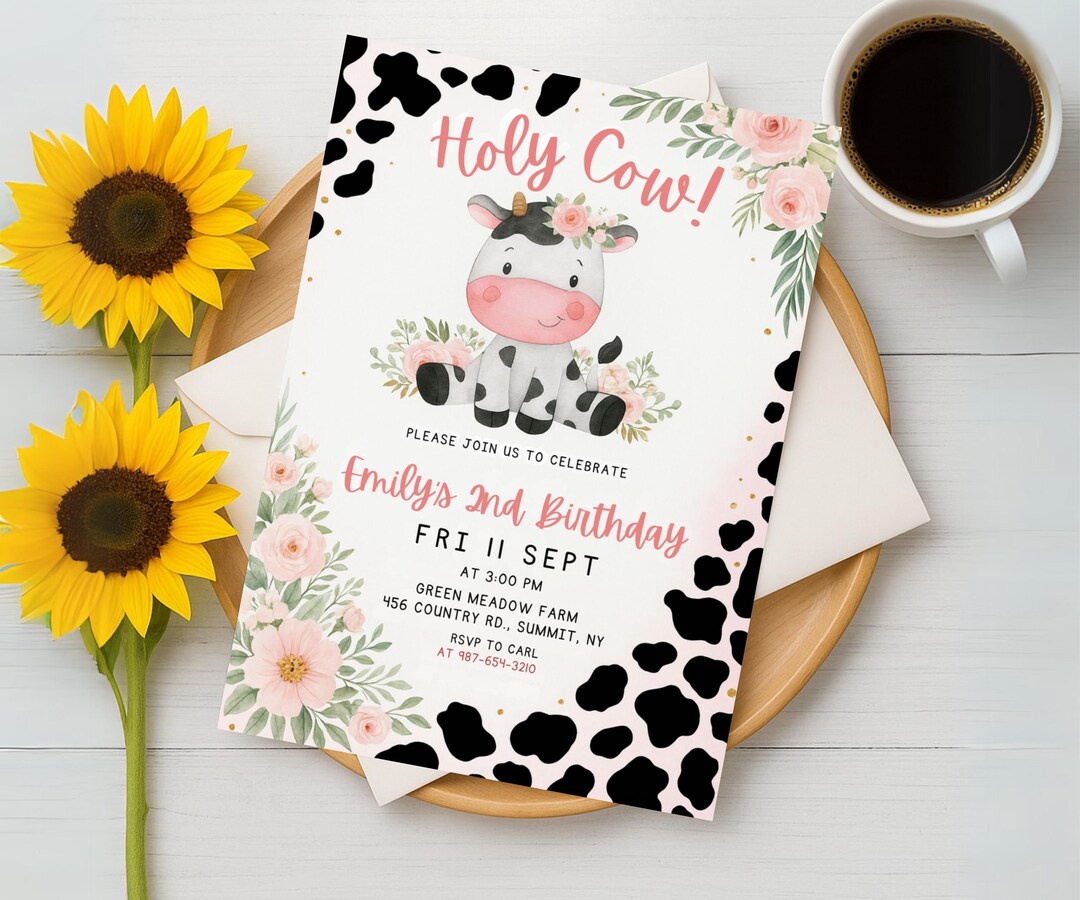 Editable Holy Cow Birthday Invitation Template, Holy Cow Birthday ...