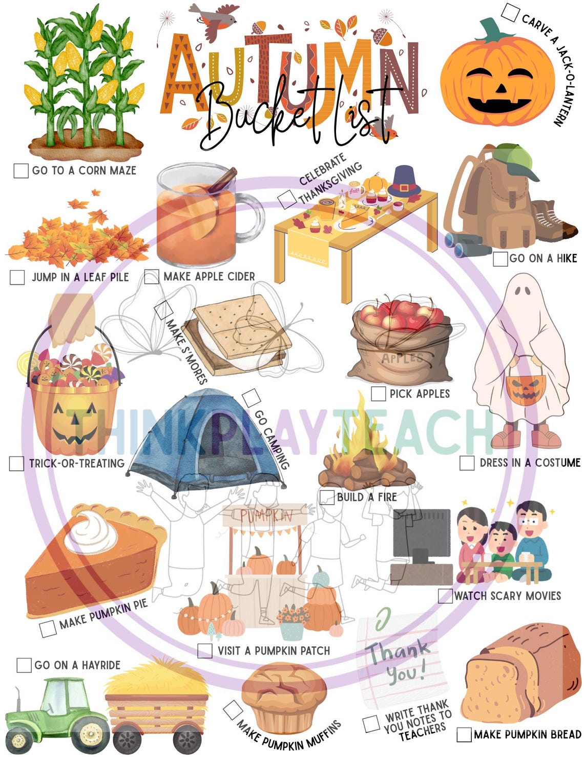 Seasonal Bucket List - Instant Download - Etsy