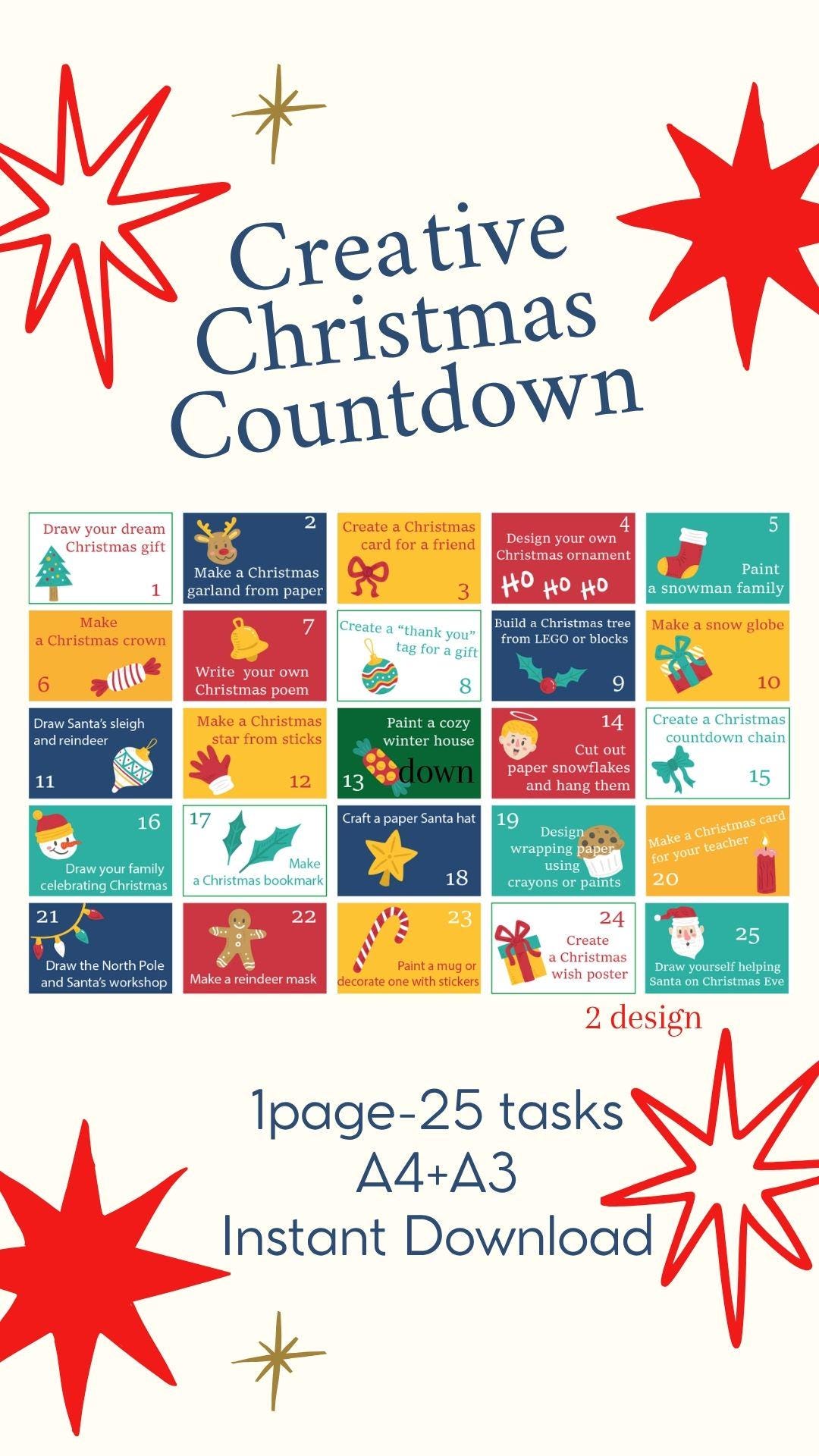 Christmas Activity Advent Calendar for Kids (digital Download) - Etsy
