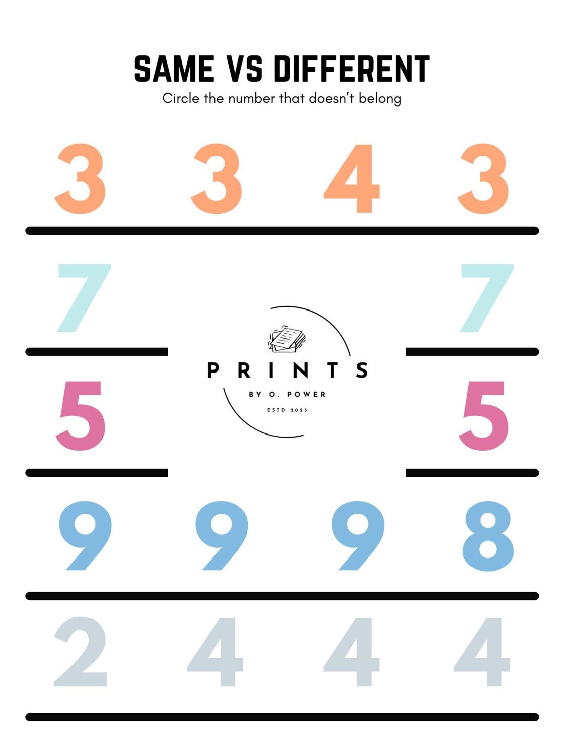 Learning Activity, Toddler, Preschool, Same, Different, Numbers ...