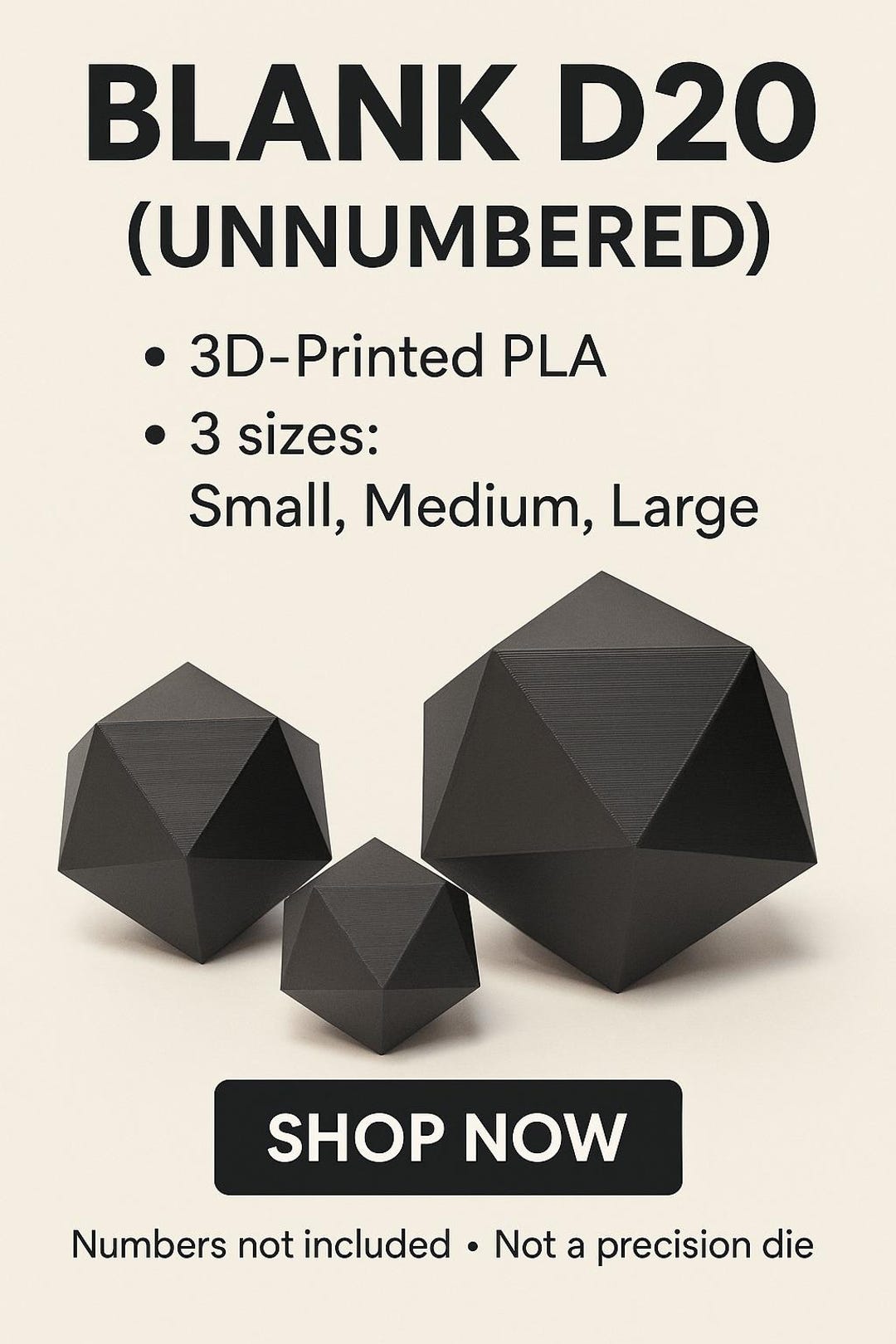 D20 ( Twenty Sided) Blank Dice (dnd) - Etsy