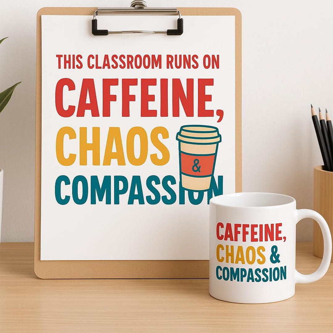 This Classroom Runs on Caffeine Chaos & Compassion | Teacher Printable ...