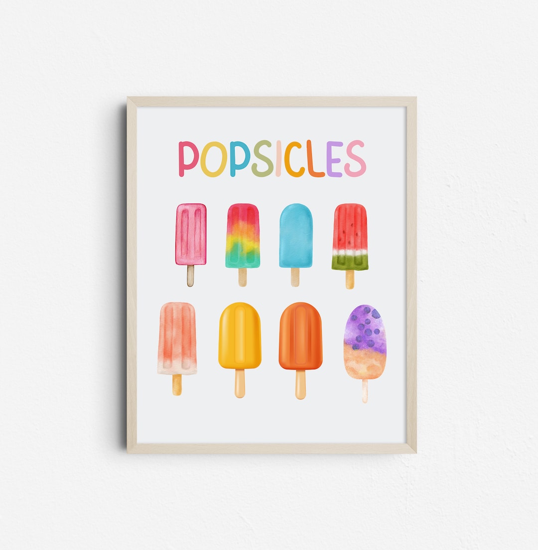 Watercolor Summer Popsicles Kids Art Print, Bright Fruity Popsicle ...