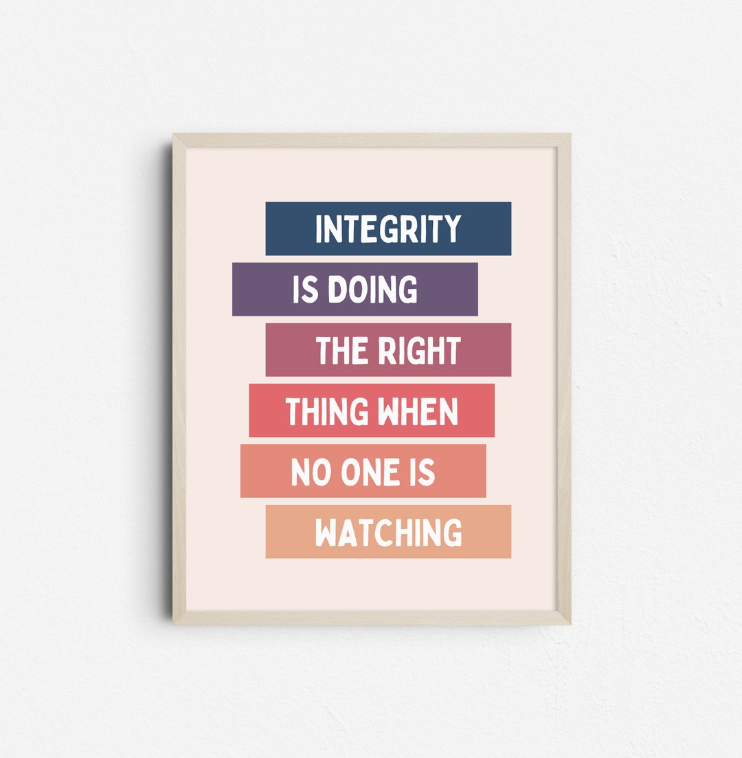 Inspirational Integrity Quote Art, Printable Office Decor, Colorful ...