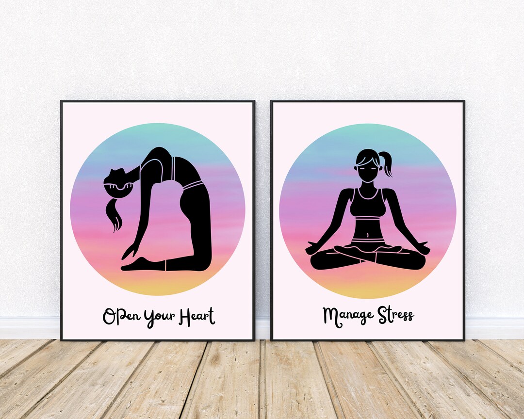 Yoga Pose Prints for Studio or Home, Set of 2 Inspirational Posters ...