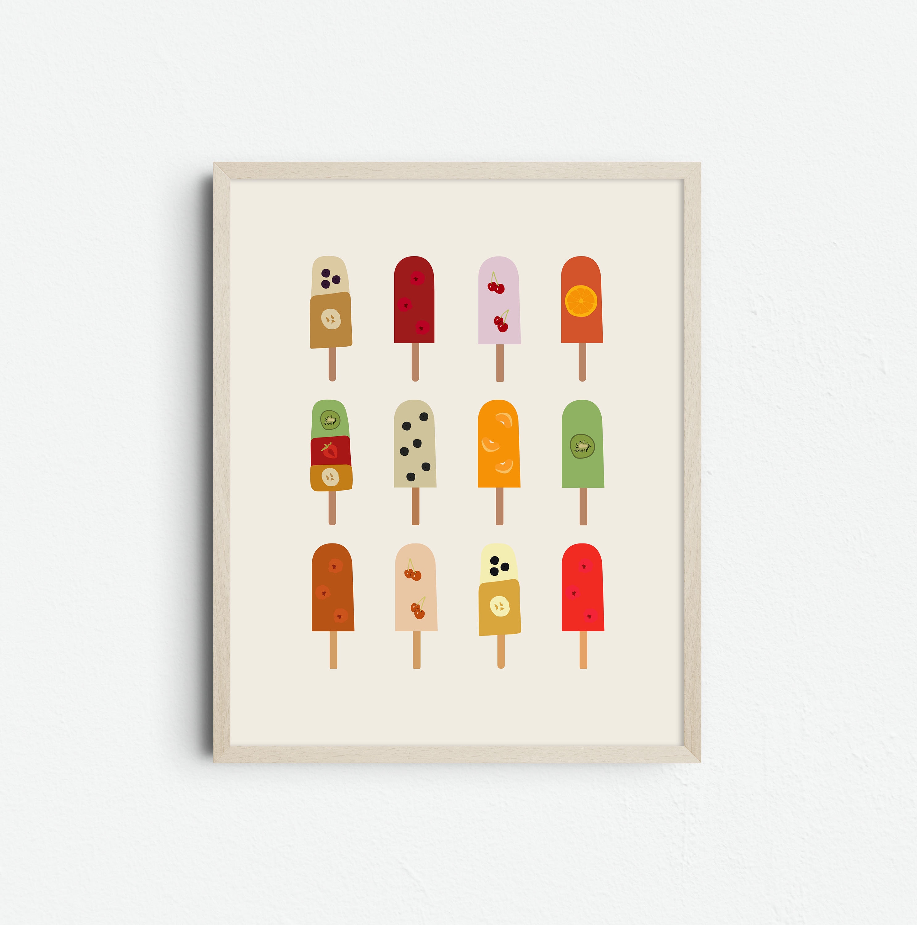 Retro Mid Century Kids Popsicle Art, Modern Toddler Room Illustration ...