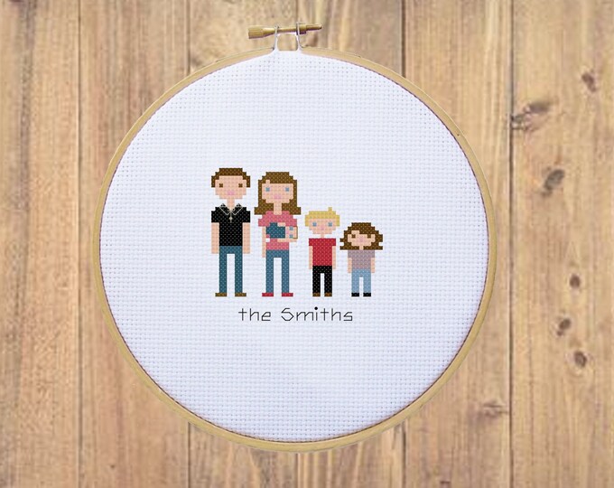 CUSTOM Family Portrait Cross Stitch Pattern Pdf File, PATTERN ONLY X ...
