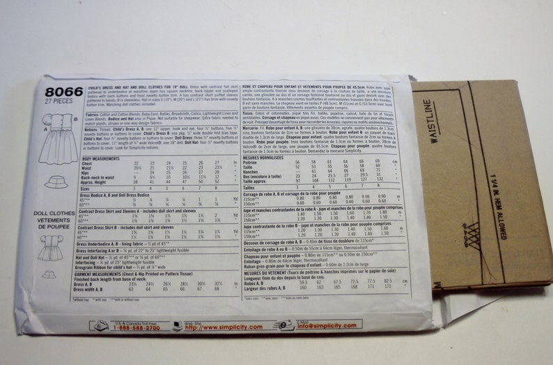 Sewing Pattern Simplicity 8066: Child's Dress and Hat and | Etsy