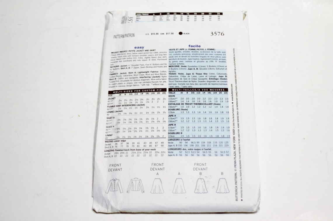 Butterick 3576: Misses'/Misses' Petite Jacket and | Etsy