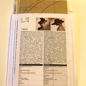 Vogue Hat Pattern 7464 Vintage Style Hat Sewing Pattern - Vintage ...