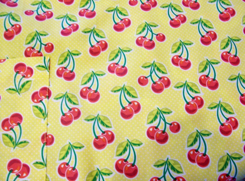 Womens Full Apron in Yellow With Cherries Butcher Apron - Etsy