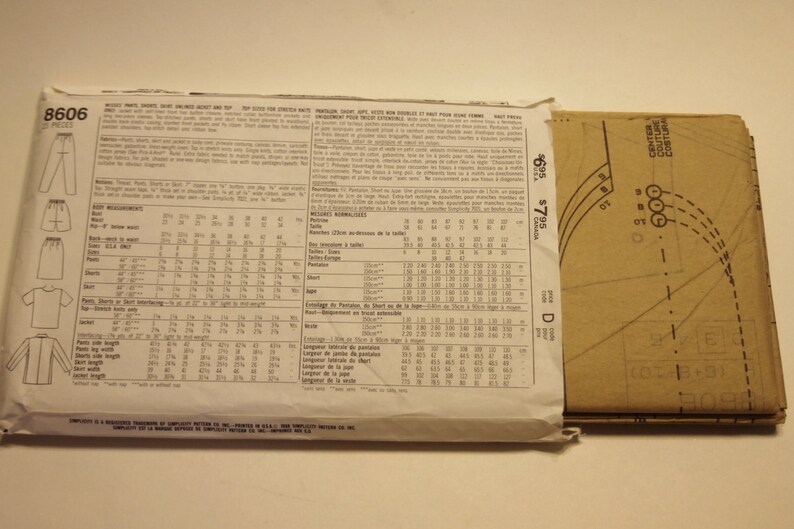 Simplicity 8606: Misses' Pants Shorts Skirt Unlined | Etsy